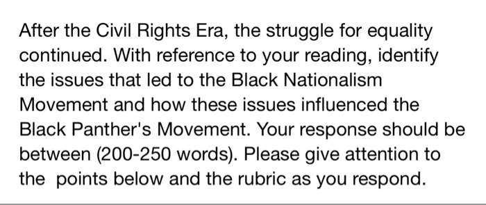 Solved After the Civil Rights Era, the struggle for equality | Chegg.com