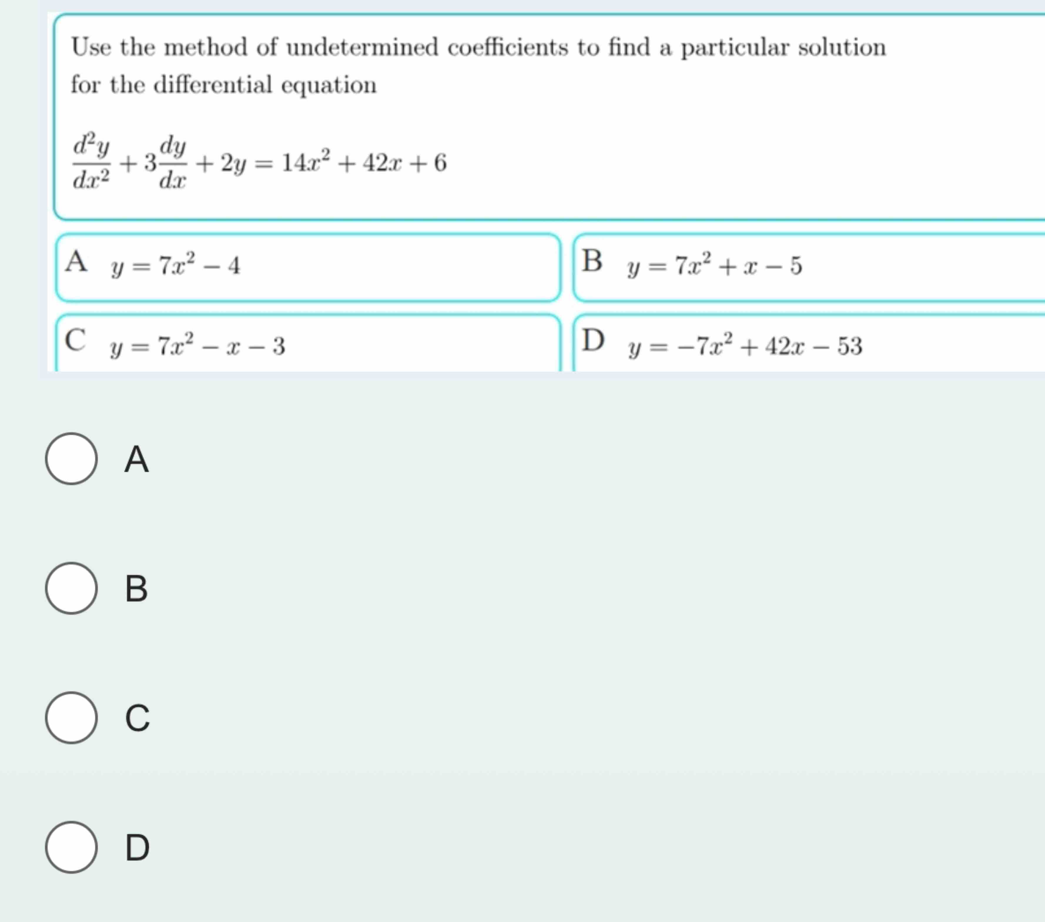 Use the method of undetermined coefficients to find a | Chegg.com