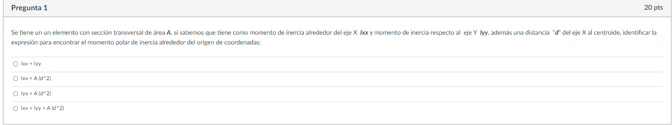 Solved expresión para encontrar el momento polar de inercia | Chegg.com