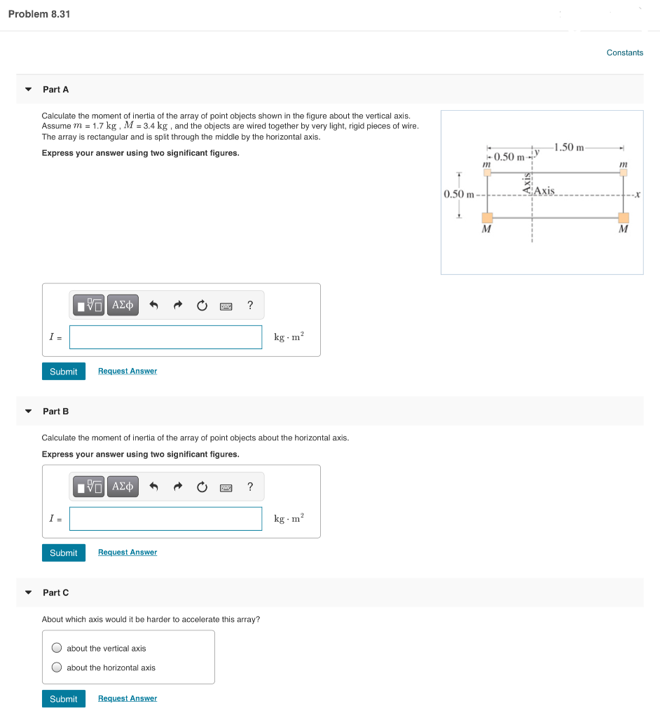 Solved Problem 8.31 Constants Part A Calculate the moment of | Chegg.com Solved Problem 8.31 Constants Part A Calculate the moment of | Chegg.com