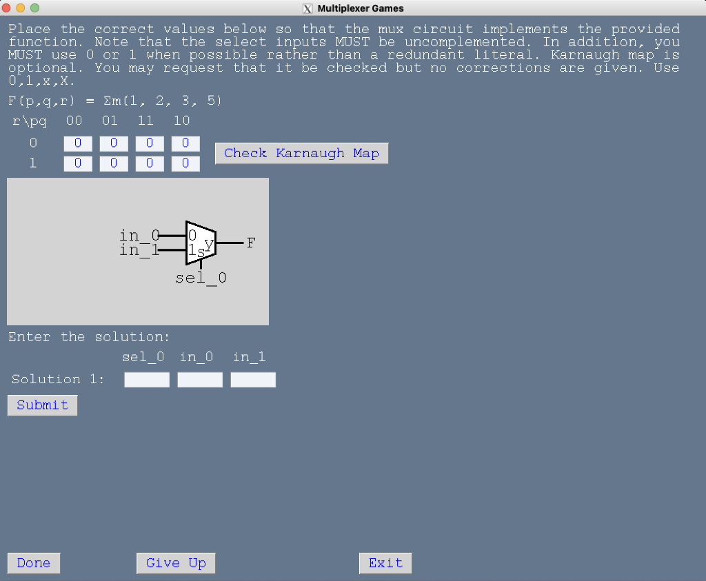 Solved X X Multiplexer Games Place The Correct Values Below 