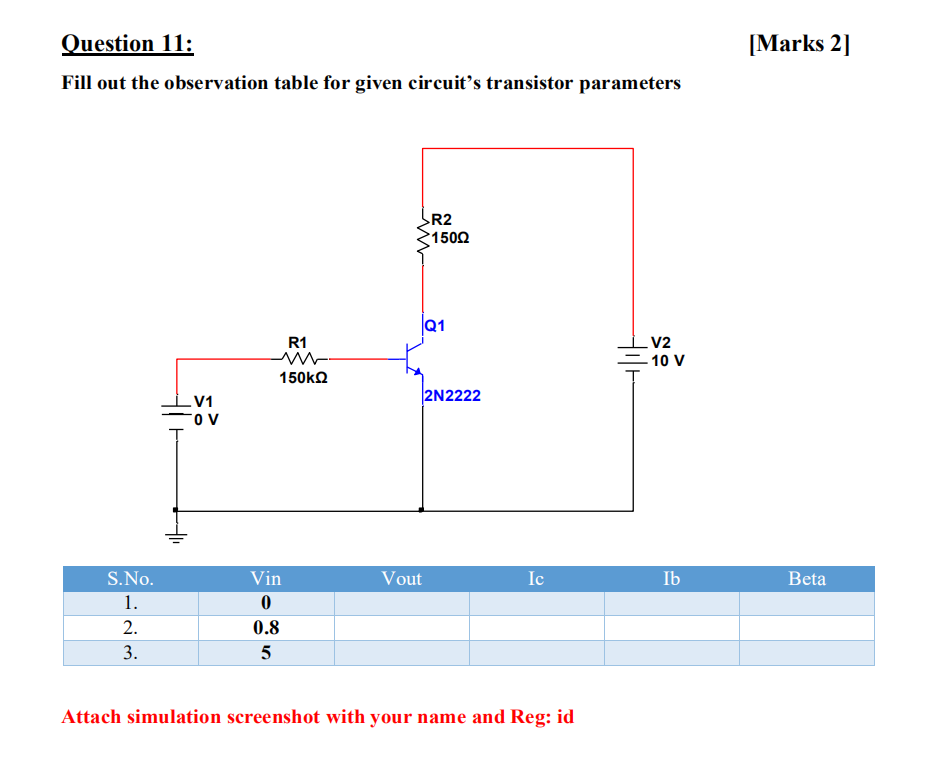 Solved [Marks 2] Question 11: Fill out the observation table | Chegg.com