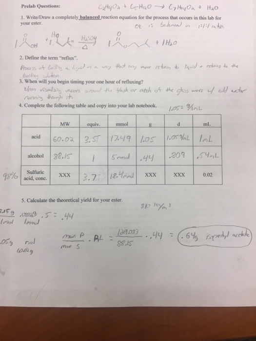 Prelab Questions 1. Write/Draw a completely balanced | Chegg.com