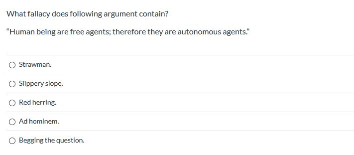 Solved What fallacy does following argument contain? "Human | Chegg.com