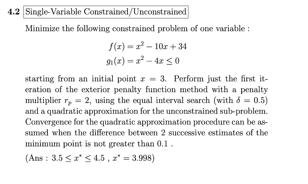 Solved Single-Variable Constrained/Unconstrained Minimize | Chegg.com