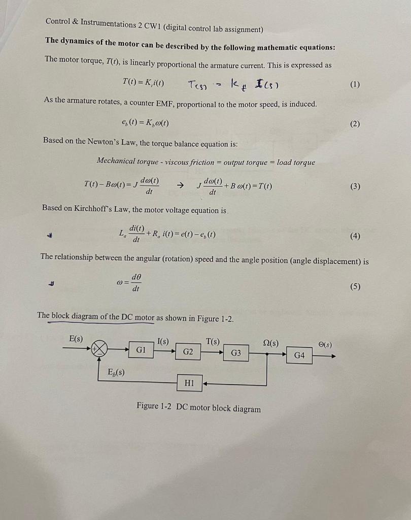Solved Control & Instrumentations 2 CW1 (digital control lab | Chegg.com