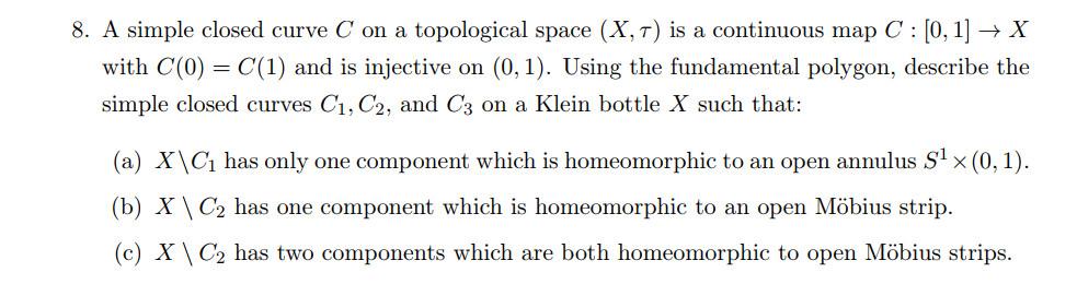 Solved 8. A simple closed curve C on a topological space | Chegg.com