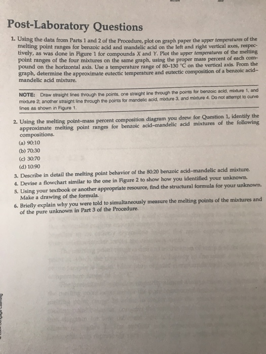 Solved Post-Laboratory Questions 1. Using the data from | Chegg.com