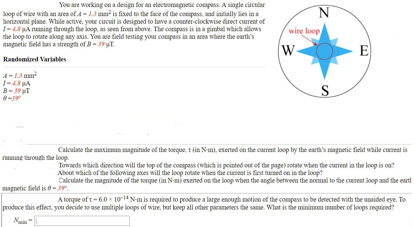 Solved N You are working on a design for an electromagnetic | Chegg.com