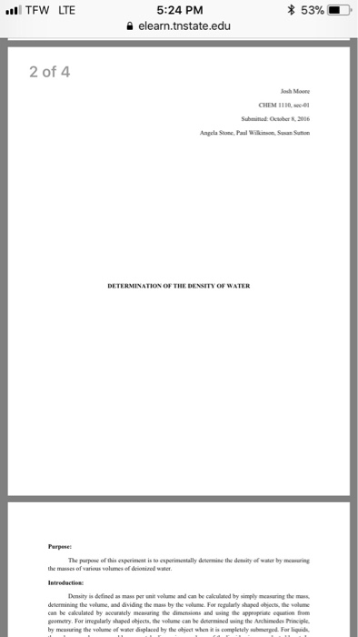 Solved Experiment 4: COLLIGATIVE PROPERTIES: MOLAR MASS | Chegg.com