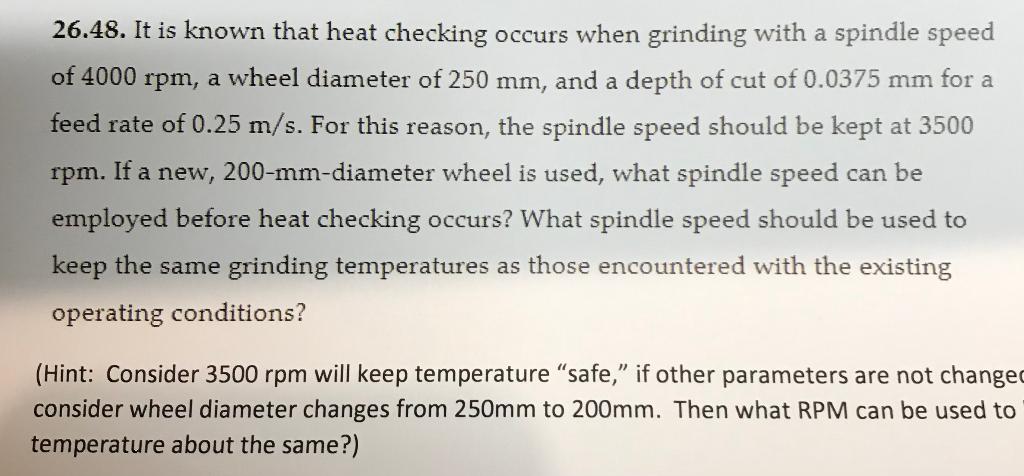 Solved 26.48. It is known that heat checking occurs when | Chegg.com