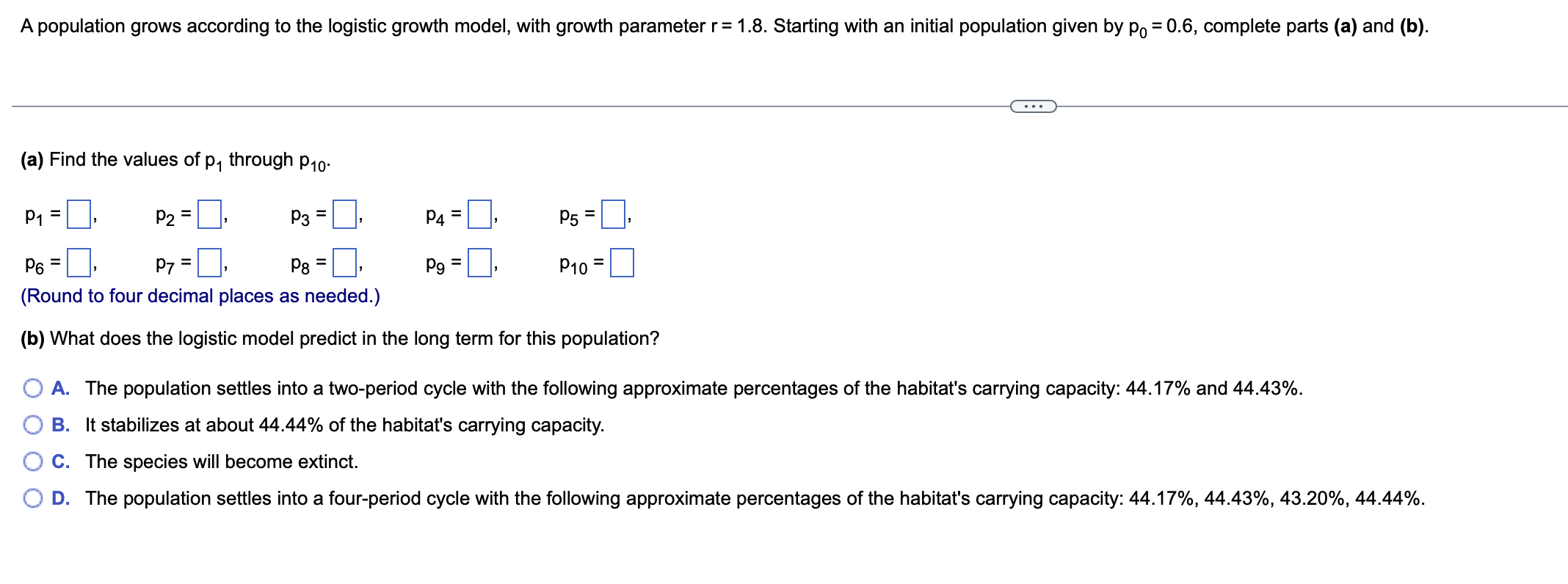 Solved A population grows according to the logistic growth | Chegg.com
