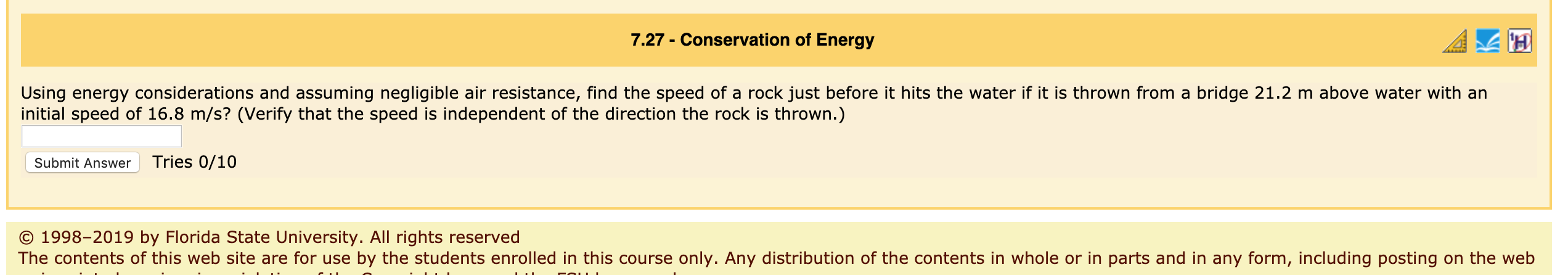 Solved 7.27 - Conservation of Energy Using energy | Chegg.com