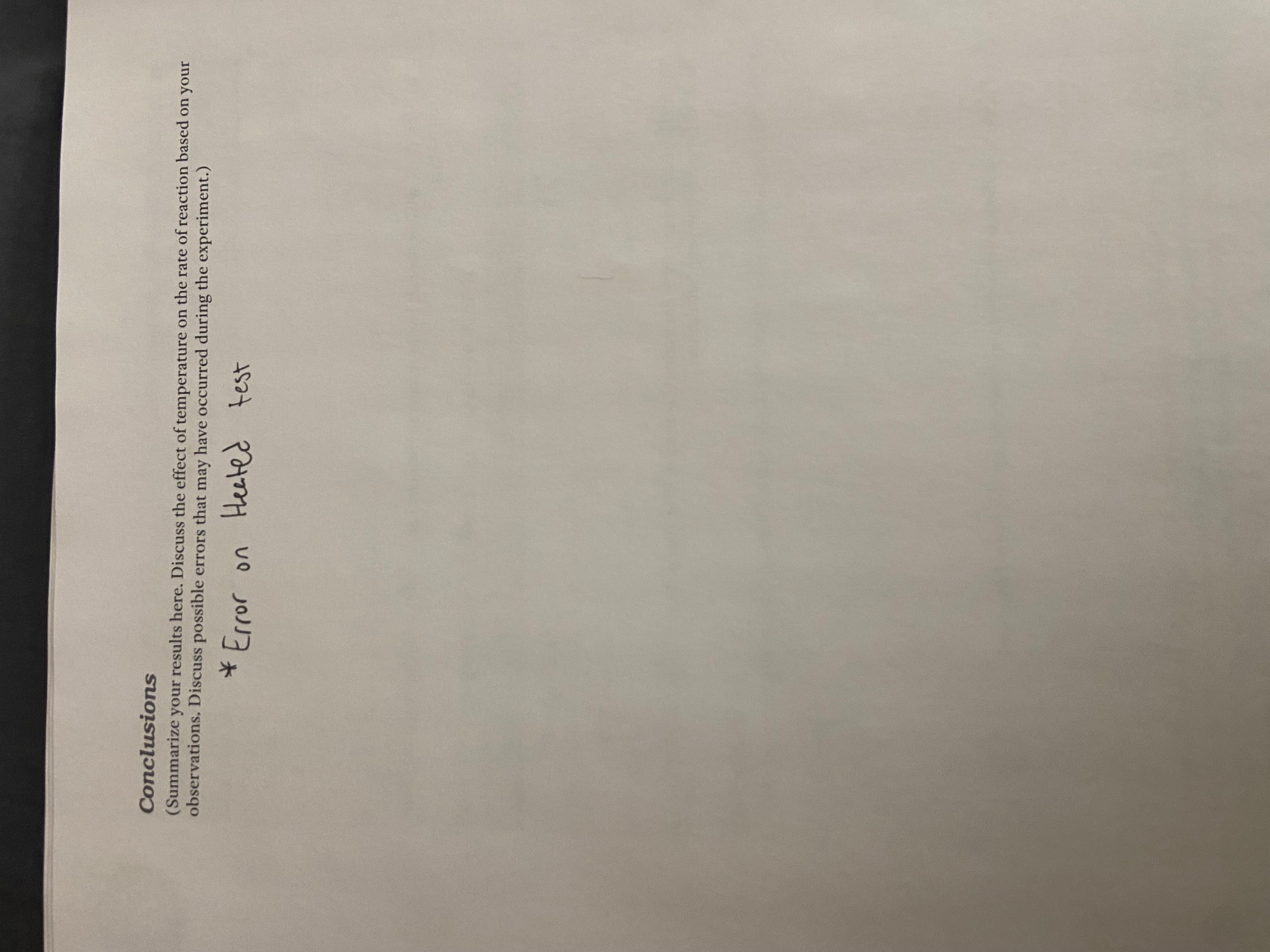 Conclusions (Summarize your results here. Discuss the | Chegg.com