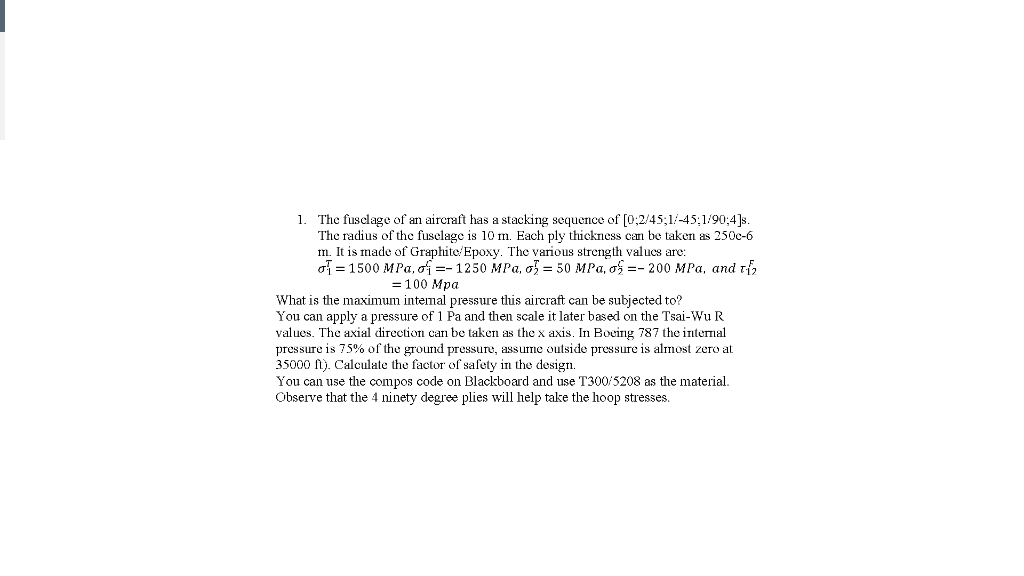 1. The fusclage of an aircraft has a stacking | Chegg.com