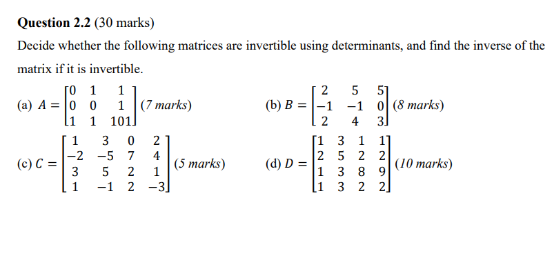 Solved Question 2.2 (30 ﻿marks)Decide whether the following | Chegg.com