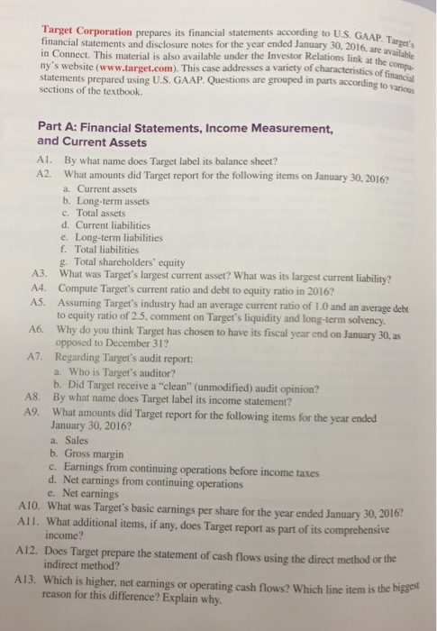 Solved Target Corporation prepares its financial statements | Chegg.com