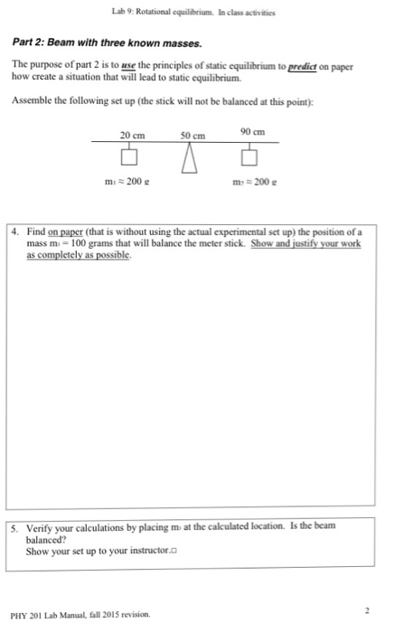 Solved Lab 9: Rotational equilibrium. In class activities | Chegg.com