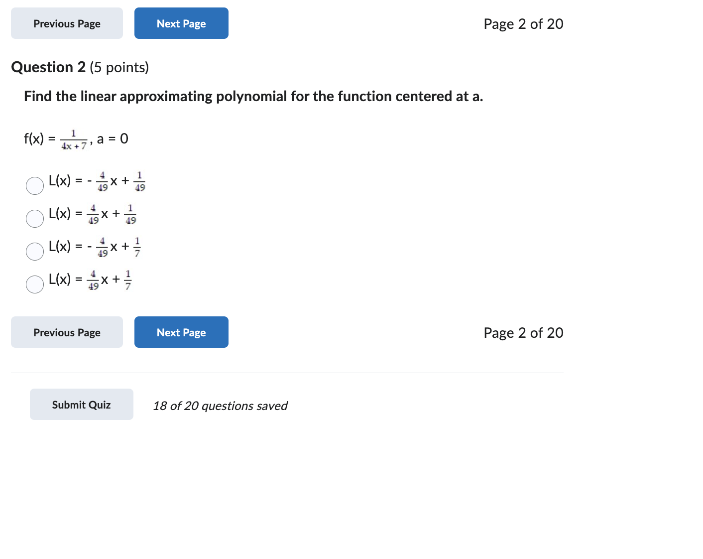 Solved Find the linear approximating polynomial for the | Chegg.com
