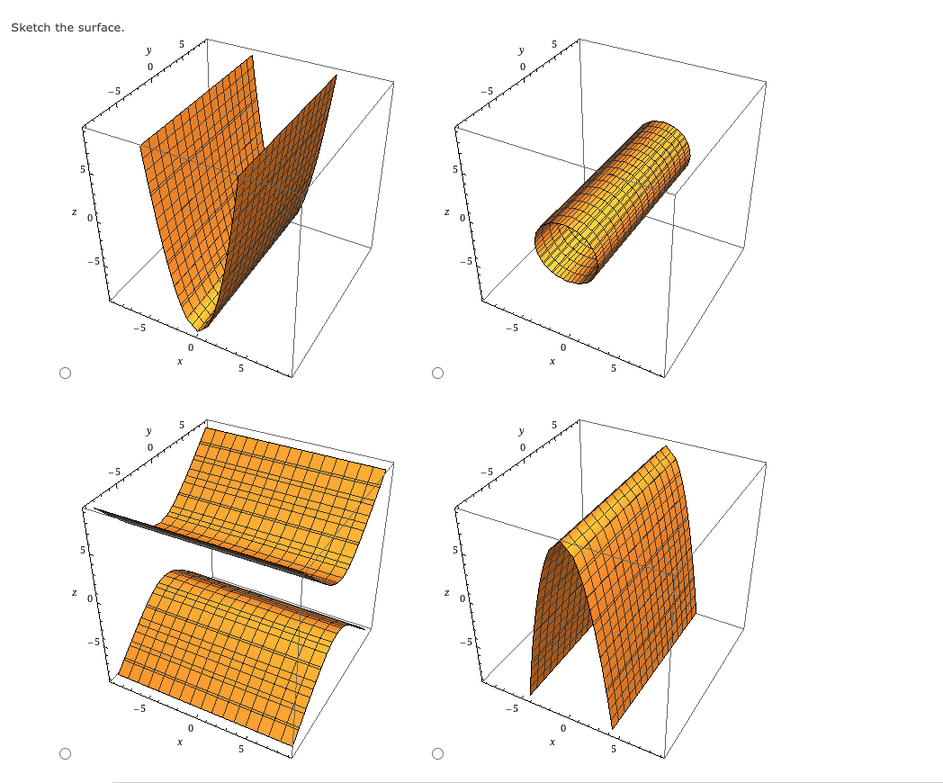 Solved Describe the surface. \\[ z=9-x^{2} \\] cone | Chegg.com