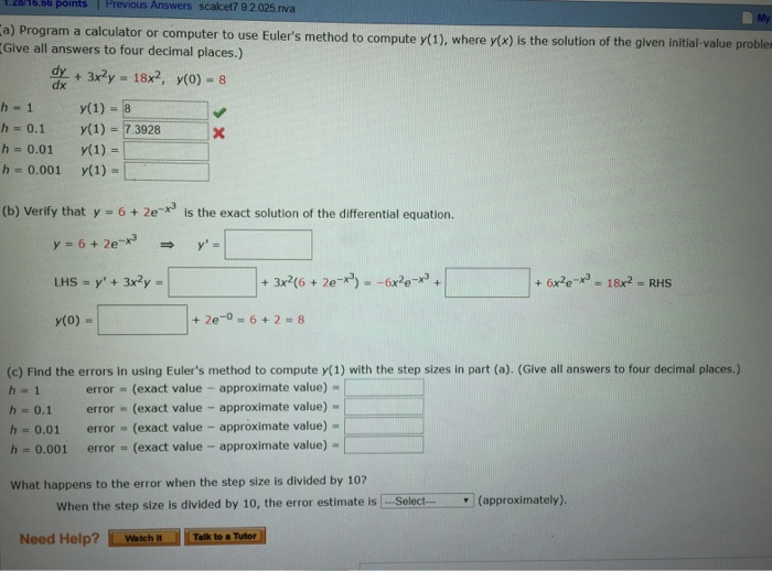 Solved Program a calculator or computer to use Euler's | Chegg.com