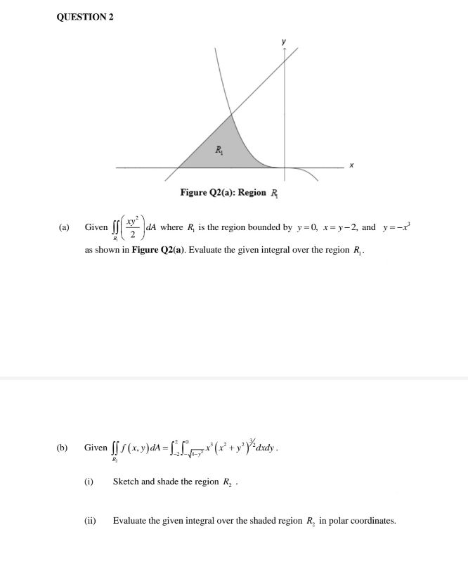 Solved (a) Given ∬R1(2xy2)dA where R1 is the region bounded | Chegg.com