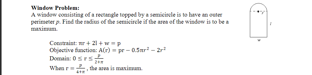 Solved Window Problem: A window consisting of a rectangle | Chegg.com