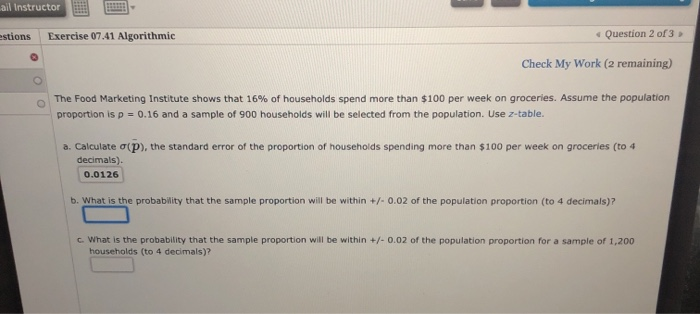 Solved ail Instructor Question 2 of 3 estions Exercise 07.41 | Chegg.com