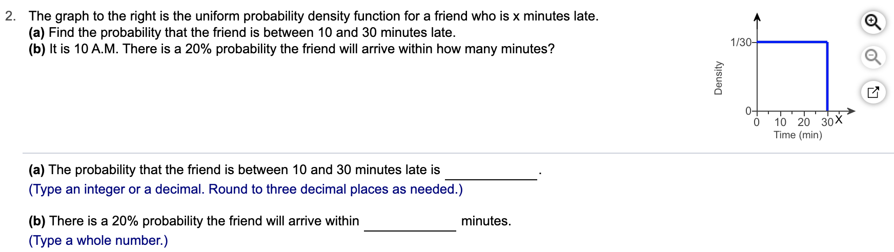 Solved 2. The graph to the right is the uniform probability | Chegg.com
