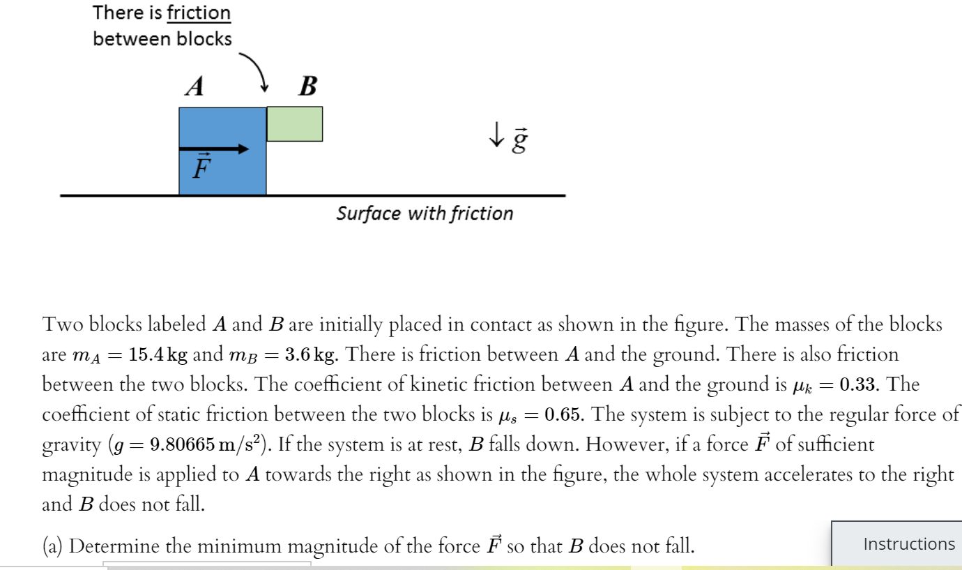 Solved There is friction between blocks A B the F Surface | Chegg.com