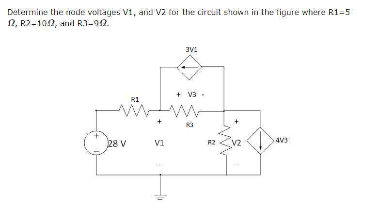 Solved Determine the node voltages V 1 , and V2 for the | Chegg.com