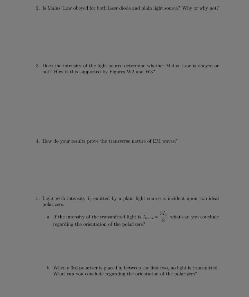 Solved Worksheet: Polarization and Malus' Law Instructions: | Chegg.com