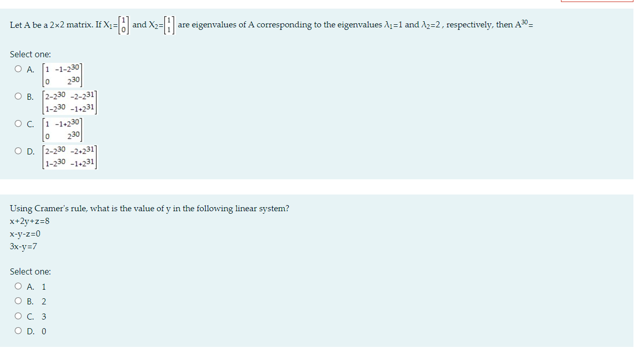 Solved -1 2 4 For the matrix 0 1 3, the cofactor C23= -2 5 1 | Chegg.com