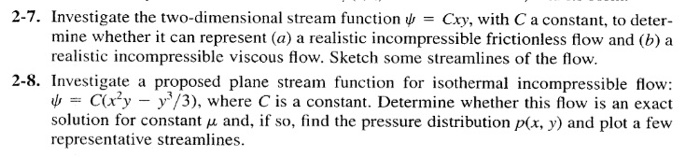 Solved 2-7 Investigate the two-dimensional stream function | Chegg.com