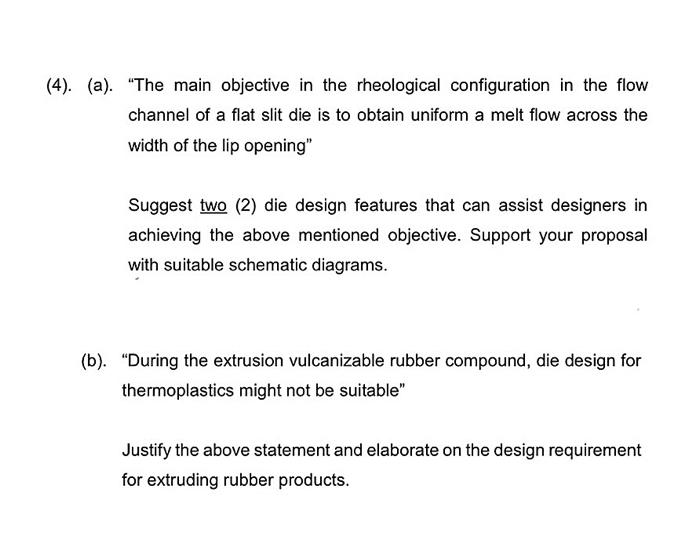 Solved 4). (a). "The main objective in the rheological | Chegg.com