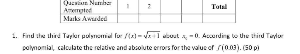 Solved 1. Find the third Taylor polynomial for f(x)=x+1 | Chegg.com