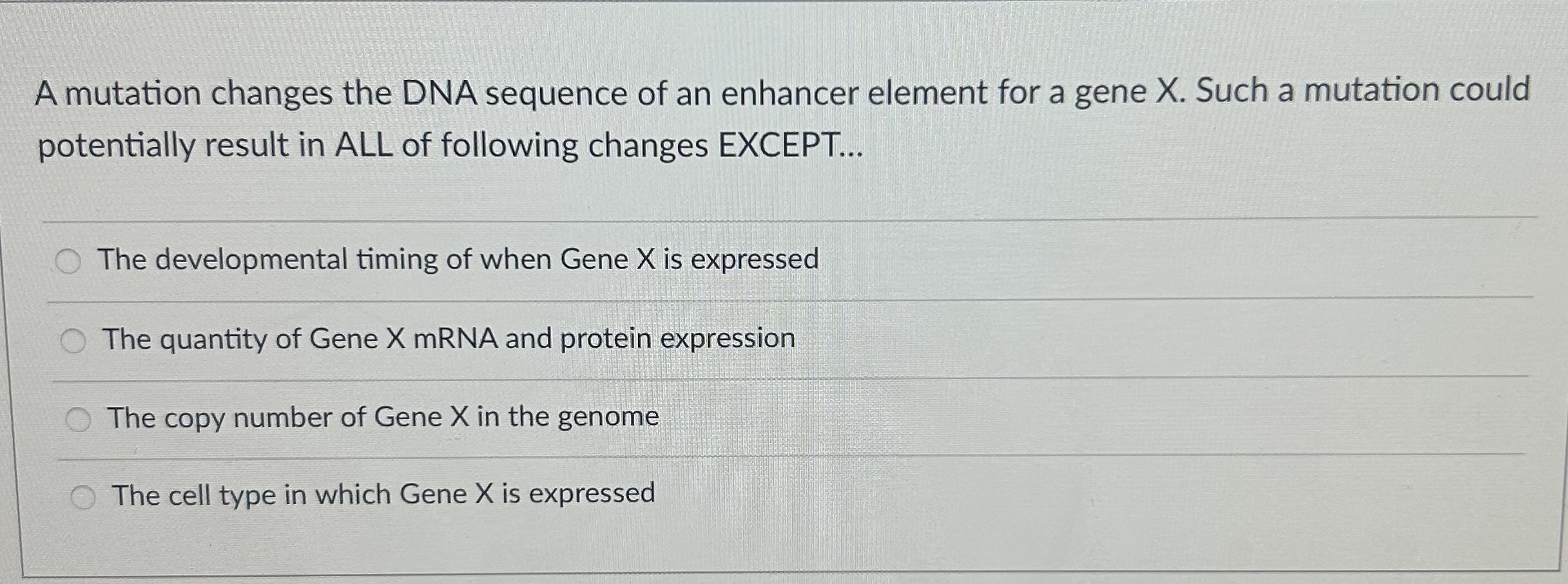 Solved A mutation changes the DNA sequence of an enhancer | Chegg.com