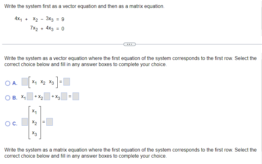 Solved Write the system first as a vector equation and then | Chegg.com