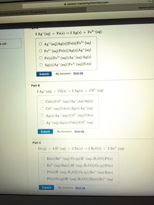 Solved 2 Ag^+ (aq) + Fe(s) rightarrow 2 Ag(s) + Fe^2+ (aq) | Chegg.com