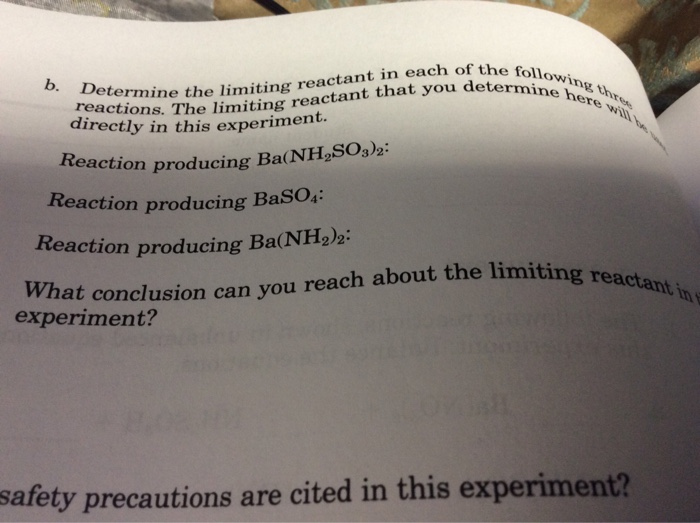 Solved Determine the limiting reactant in each of the | Chegg.com
