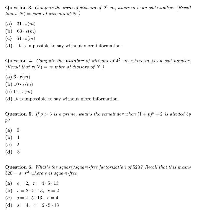Solved Question 3. Compute the sum of divisors of 25.m, | Chegg.com