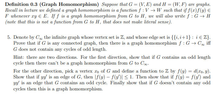 Solved Definition 0.3 (Graph Homomorphism) Suppose that | Chegg.com