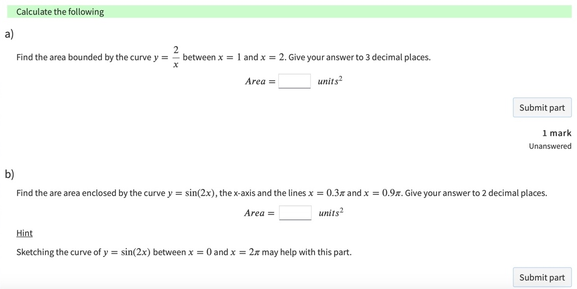 Solved Calculate the following a) Find the area bounded by | Chegg.com