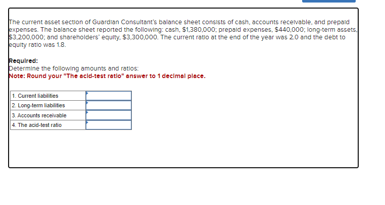 Solved The current asset section of Guardian Consultant's | Chegg.com