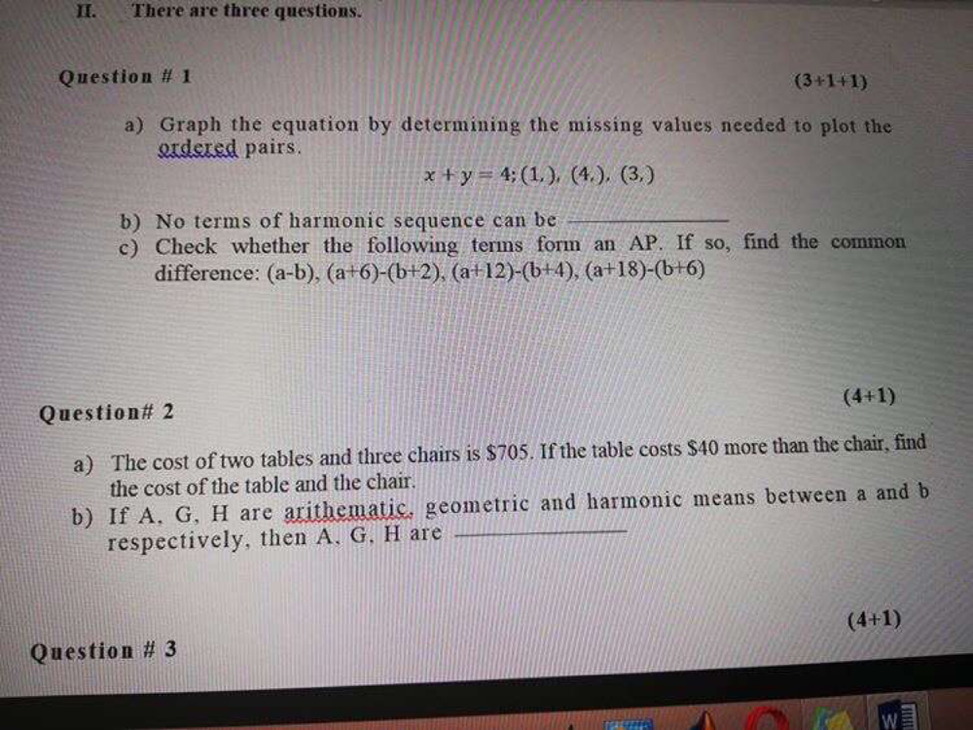 Solved II. There are three questions. Question #1 (3+1+1) a) | Chegg.com