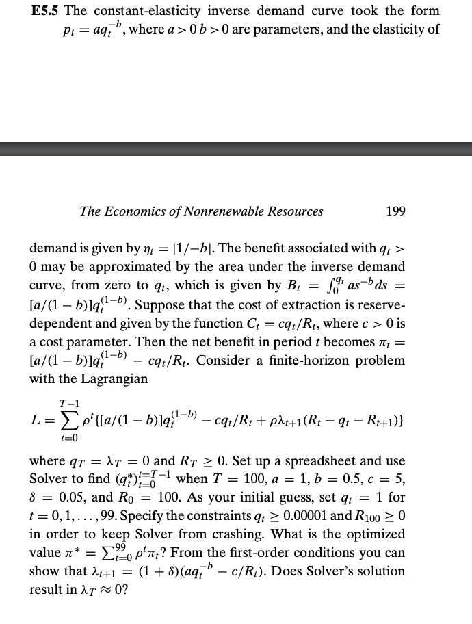 E5.5 The constant-elasticity inverse demand curve | Chegg.com