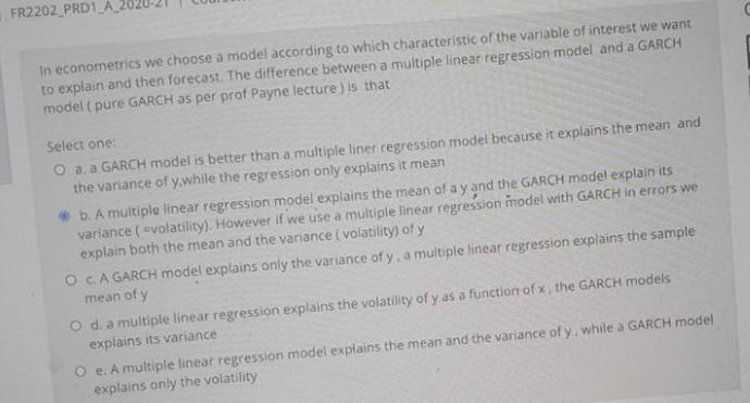 FR2202_PRD1 A 2020-21 1 estimate a multiple linear | Chegg.com