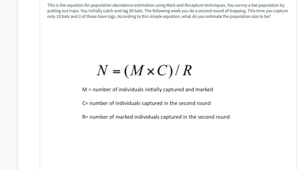 Solved This is the equation for population abundance | Chegg.com