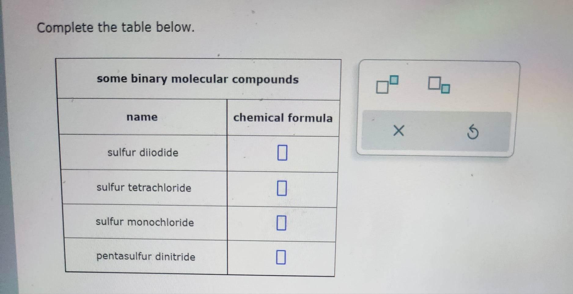 Solved Complete the table below. | Chegg.com