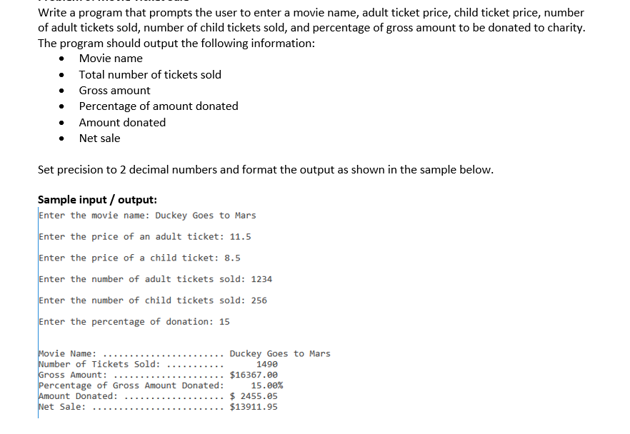 Solved Write a program that prompts the user to enter a | Chegg.com